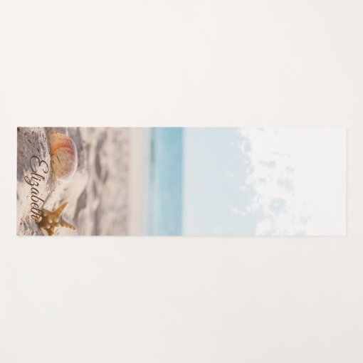 Trendy Cool Tropical Beach, Sand Seashells Yoga Mat | Zazzle