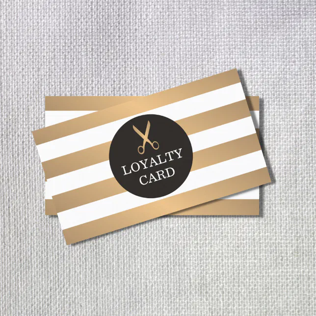 Trendy Copper Striped Grey Hair Salon Loyalty Card | Zazzle