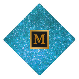 Trendy Customize Blue Glitter Graduation Cap Topper | Zazzle