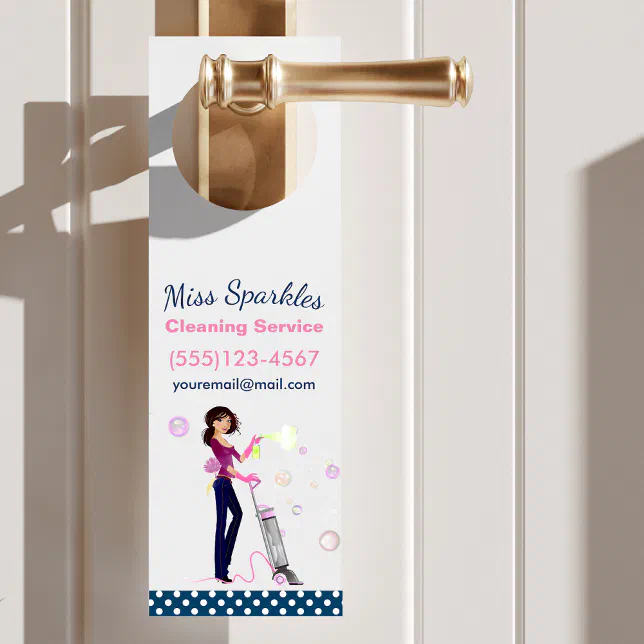 Trendy Cute Housecleaning Maid Door Hanger | Zazzle