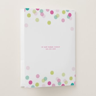 TRENDY cute polka dot confetti pattern pink green Pocket Folder | Zazzle