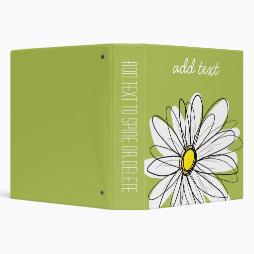 Trendy Daisy Floral Illustration - lime and yellow 3 Ring Binder | Zazzle