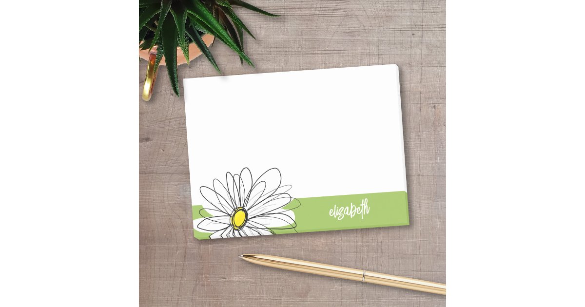 Trendy Daisy Floral Illustration - lime and yellow Post-it Notes | Zazzle