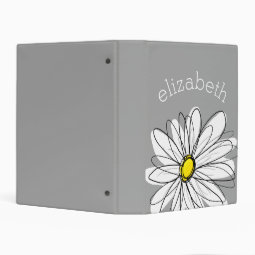 Trendy Daisy with gray and yellow Mini Binder | Zazzle
