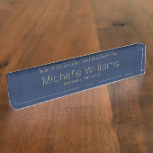 Trendy dark navy blue modern minimal desk name plate | Zazzle