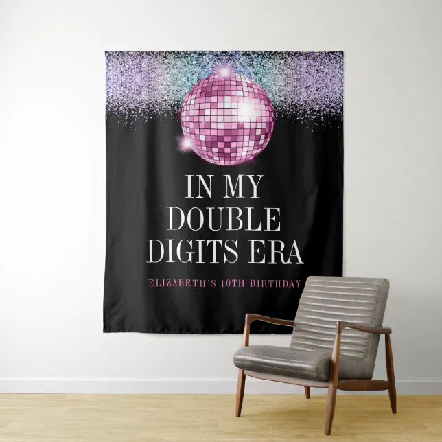 Trendy Disco Double Digits Era 10th Birthday Party Tapestry | Zazzle