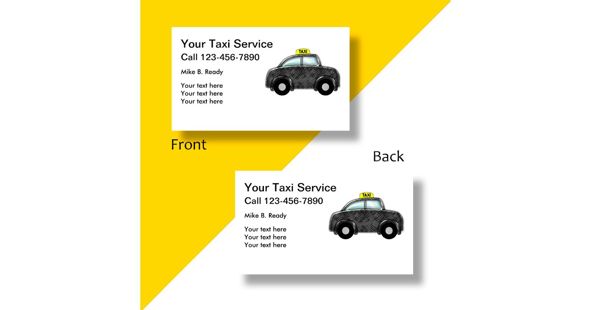 Trendy Double Side Taxi Ride Share Business Card | Zazzle
