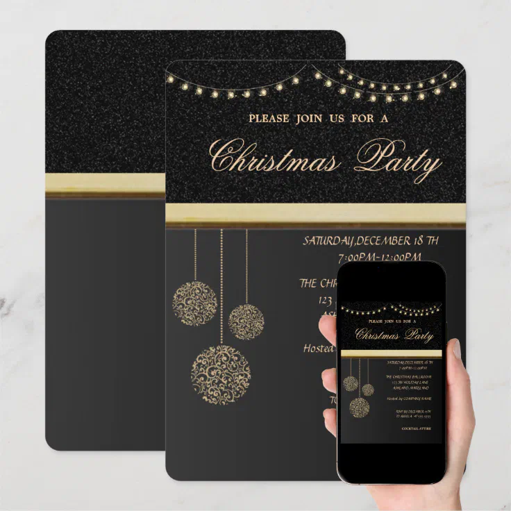 Trendy Elegant Christmas Balls,Christmas Party Invitation | Zazzle