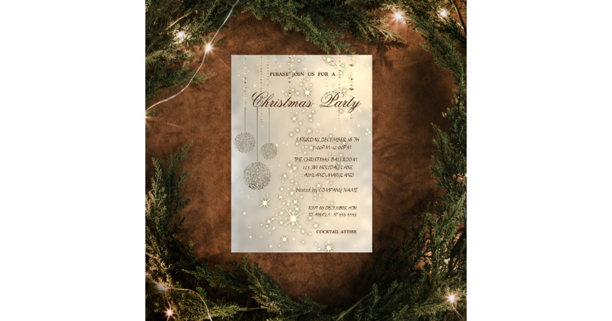 Trendy Elegant Christmas Balls,Christmas Party Invitation | Zazzle
