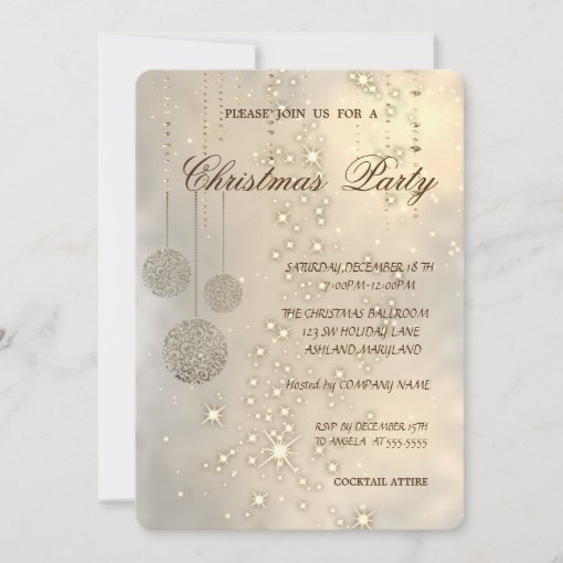 Trendy Elegant Christmas Balls,Christmas Party Invitation | Zazzle