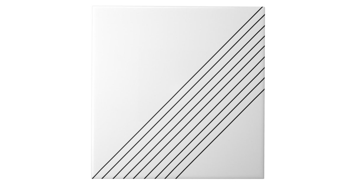 Trendy Elegant Diagonal Lines On White Ceramic Tile | Zazzle
