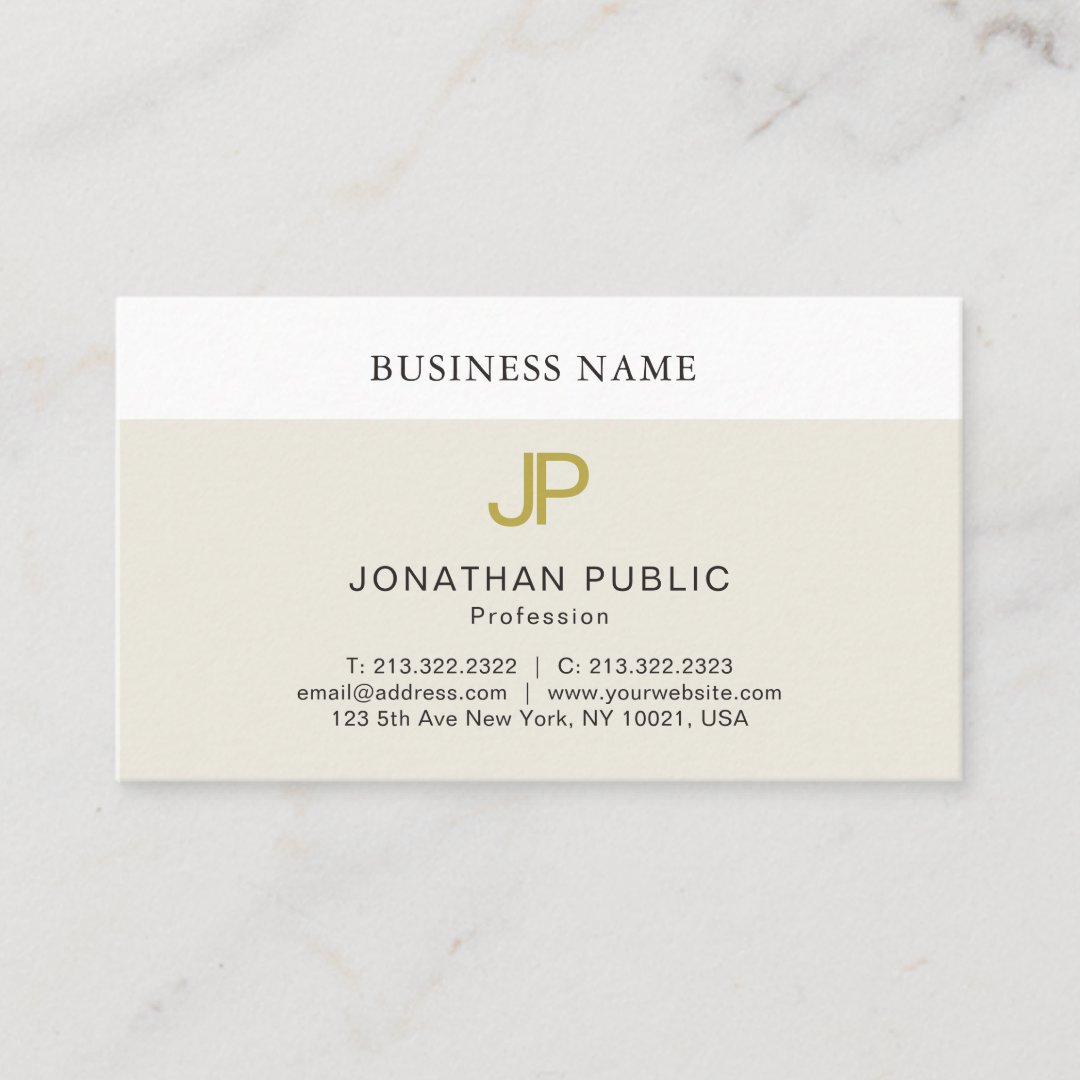 Trendy Elegant Gold Monogrammed Design Modern Business Card | Zazzle