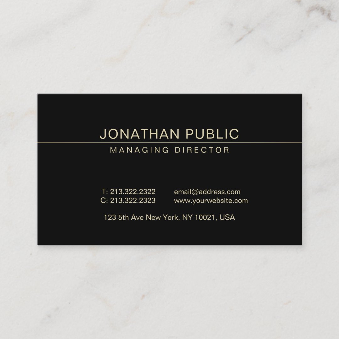 Trendy Elegant Manager Director Ceo Plain Luxury Business Card | Zazzle