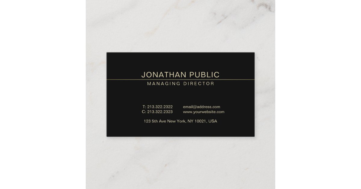 Trendy Elegant Manager Director Ceo Plain Luxury Business Card | Zazzle