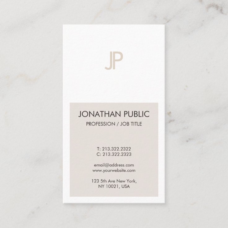 Trendy Elegant Minimalistic Design Monogram Plain Business Card | Zazzle