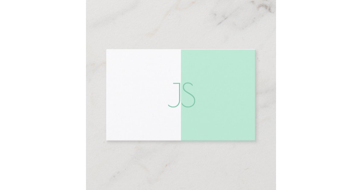 Trendy Elegant Mint Green Modern Monogram Template Business Card | Zazzle