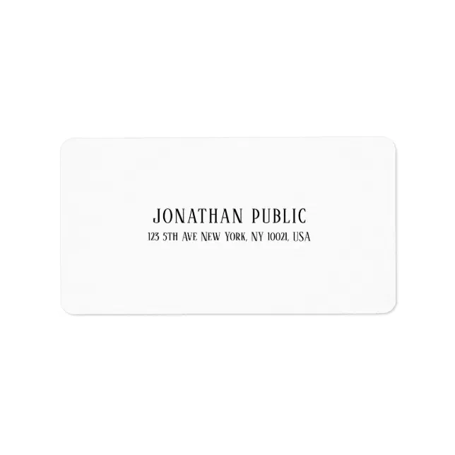 Trendy Elegant Modern Simple White Plain Address Label | Zazzle