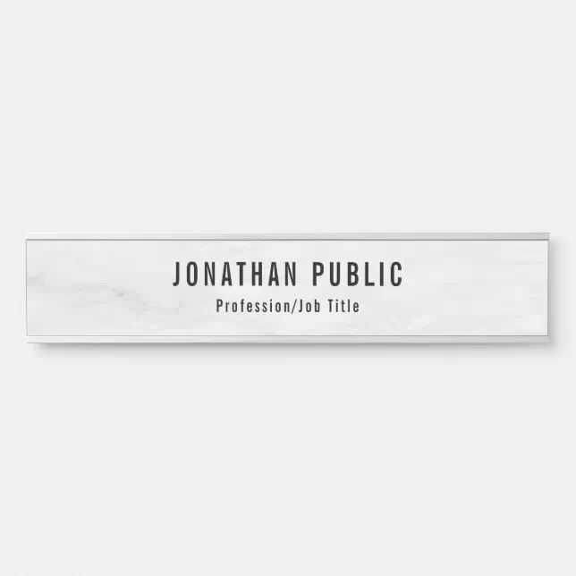 Trendy Elegant Modern White Marble Template Door Sign | Zazzle