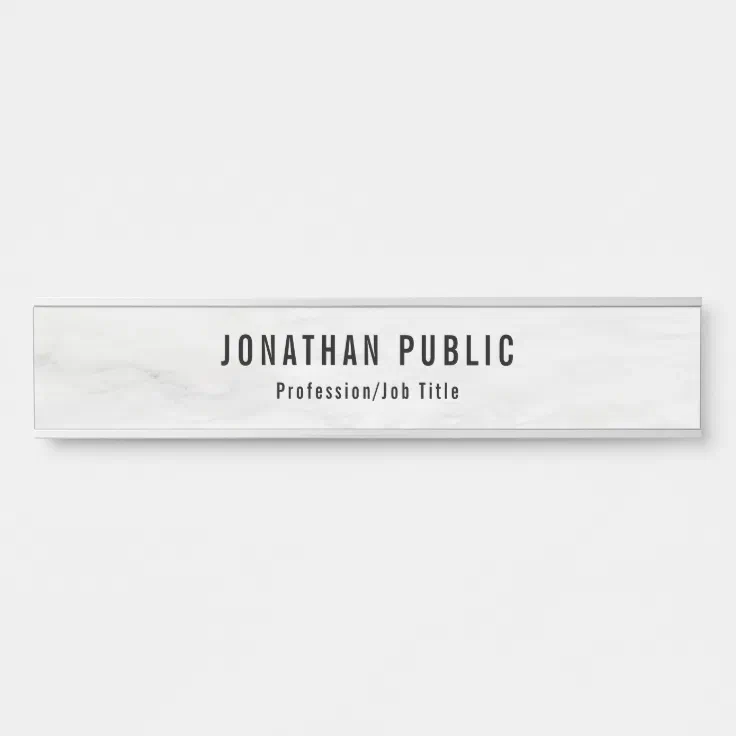 Trendy Elegant Modern White Marble Template Door Sign | Zazzle