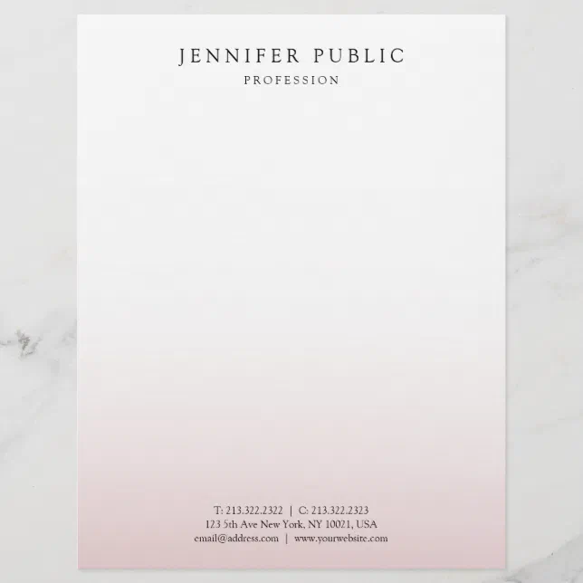 Trendy Elegant Rose Gold White Modern Template Letterhead | Zazzle