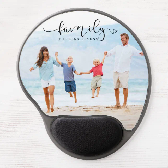 Trendy Elegant Script Typography Family Photo Gel Mouse Pad | Zazzle