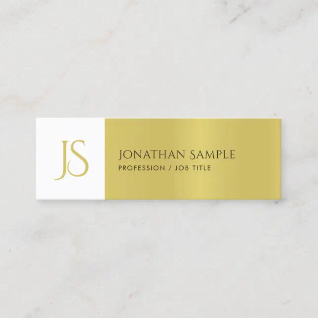 Trendy Elegant Sleek Design Chic Gold Monogram Mini Business Card | Zazzle