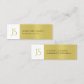 Trendy Elegant Sleek Design Chic Gold Monogram Mini Business Card | Zazzle