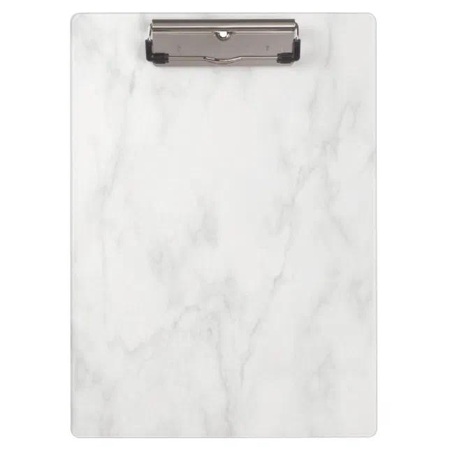 Trendy Elegant White Marble Modern Template Cool Clipboard | Zazzle