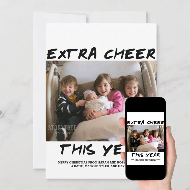 Trendy Extra Cheer This Year Photo Card | Black | Zazzle
