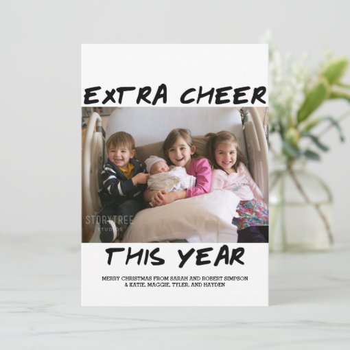 Trendy Extra Cheer This Year Photo Card | Black | Zazzle