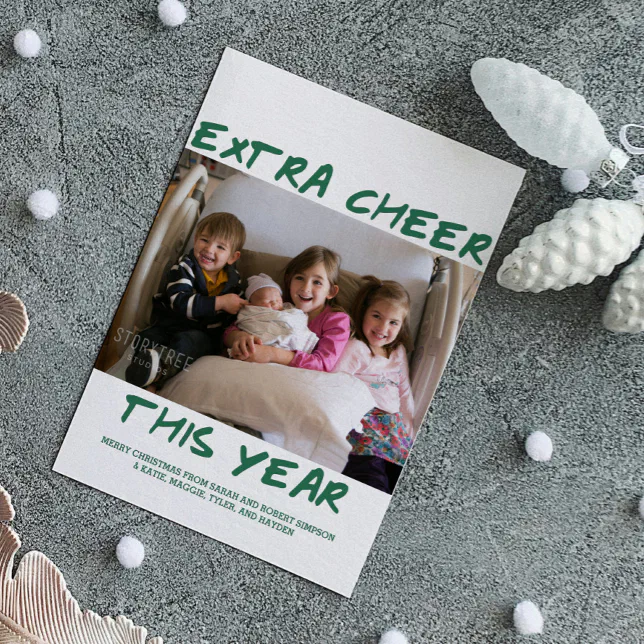 Trendy Extra Cheer This Year Photo Card | Green | Zazzle