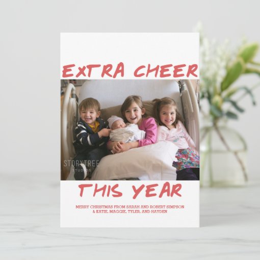 Trendy Extra Cheer This Year Photo Card | Red | Zazzle