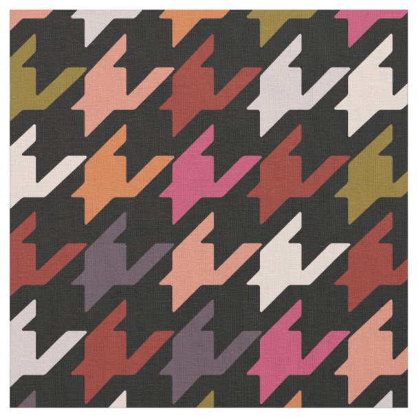 Red, Black Houndstooth Pattern #2M Fabric | Zazzle