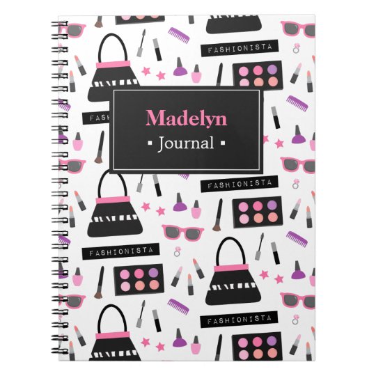 Trendy Fashion Fashionista Makeup Girls Notebook | Zazzle.com