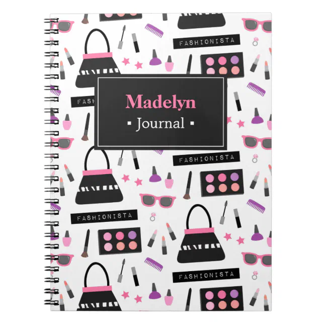 Trendy Fashion Fashionista Makeup Girls Notebook | Zazzle