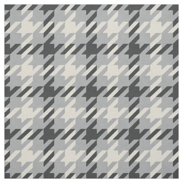 Trendy fashion neutral plaid houndstooth pattern fabric | Zazzle