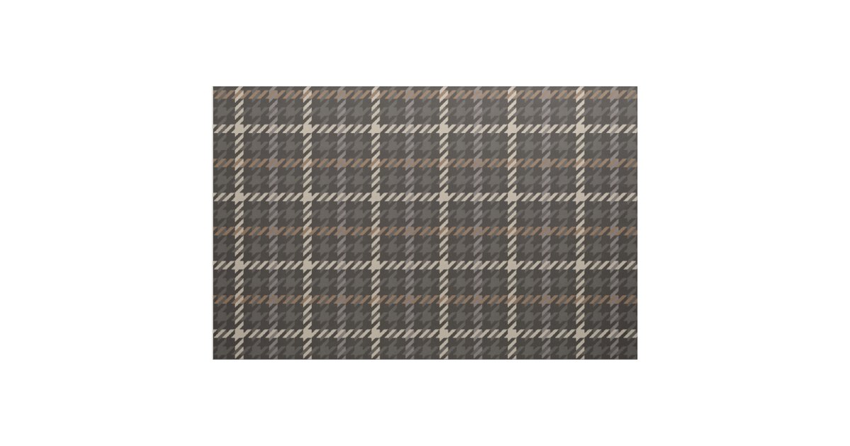 Trendy fashion neutral houndstooth plaid pattern fabric | Zazzle