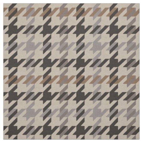Trendy fashion neutral plaid houndstooth pattern fabric | Zazzle