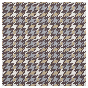 Trendy fashion neutral houndstooth plaid pattern fabric | Zazzle