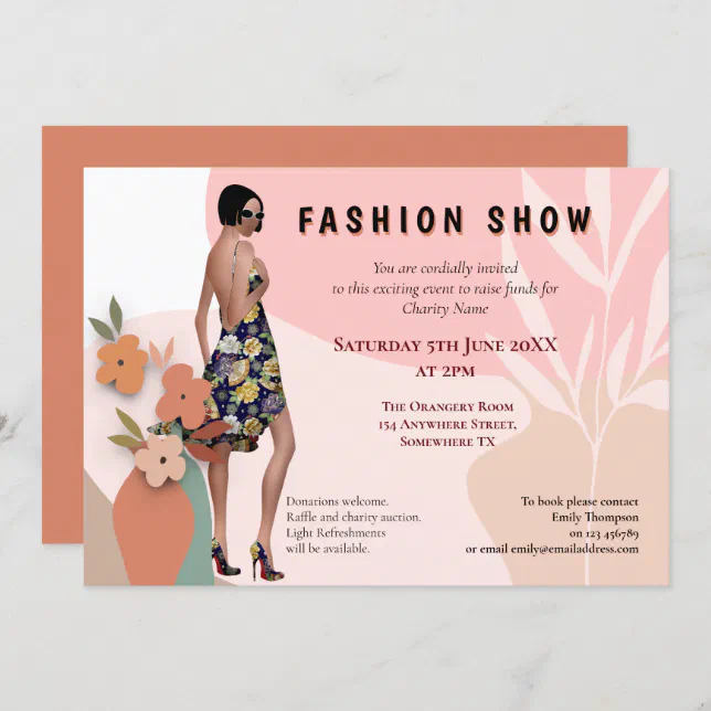 Trendy Fashion Show Event Abstract Shapes Model Invitation | Zazzle