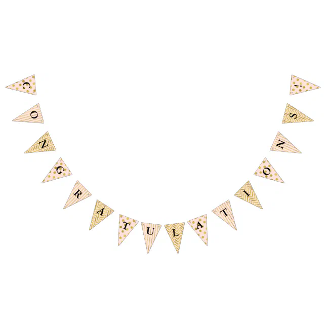 Trendy Faux Gold and Blush Pink Congratulations Bunting Flags | Zazzle