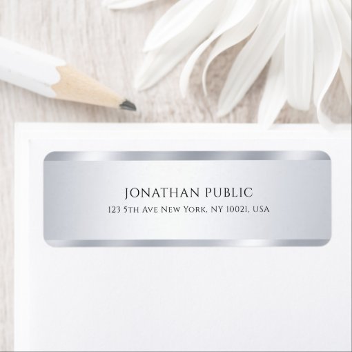 Trendy Faux Silver Modern Simple Elegant Template Label | Zazzle