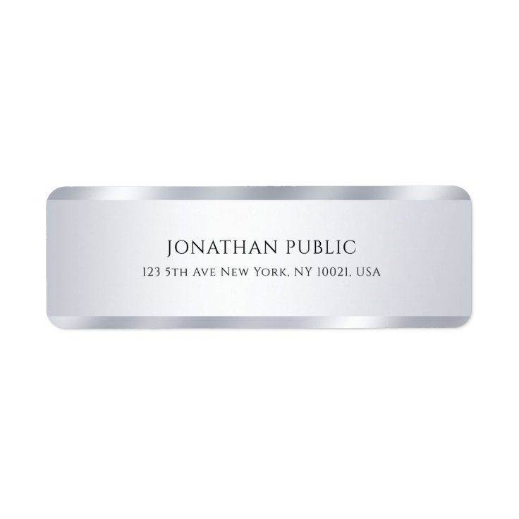 Trendy Faux Silver Modern Simple Elegant Template Label | Zazzle