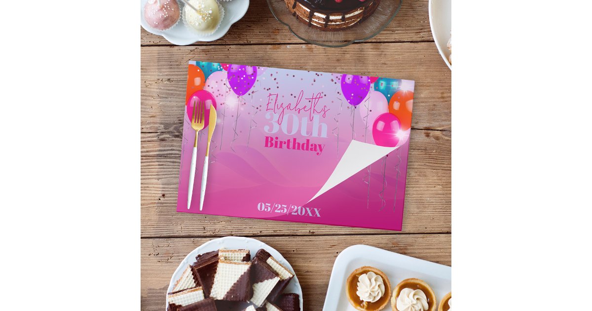Trendy Female Birthday Celebration Paper Placemat | Zazzle