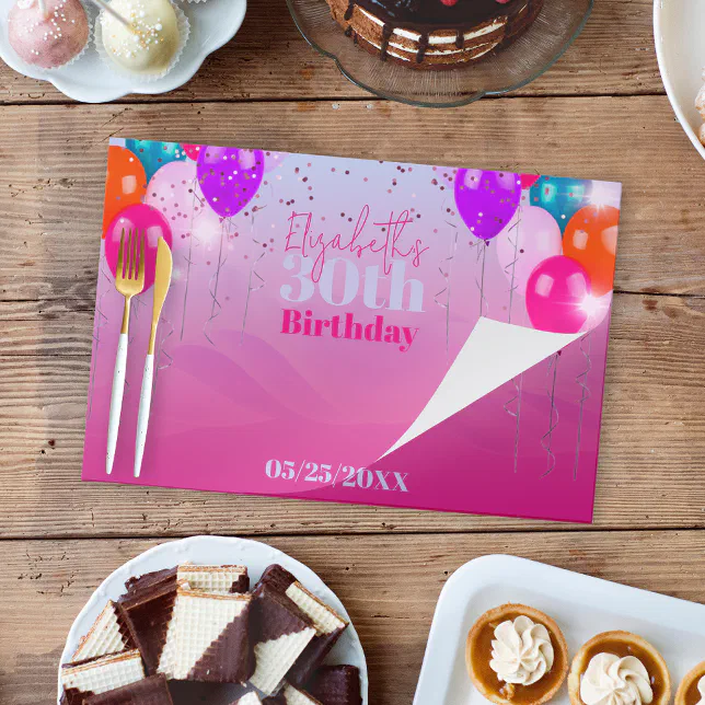 Trendy Female Birthday Celebration Paper Placemat | Zazzle