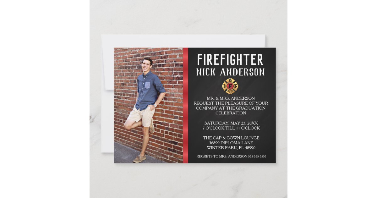 Trendy Firefighter School Graduation Announcement | Zazzle