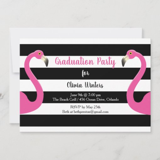 Trendy Flamingo Graduation Invitation | Zazzle