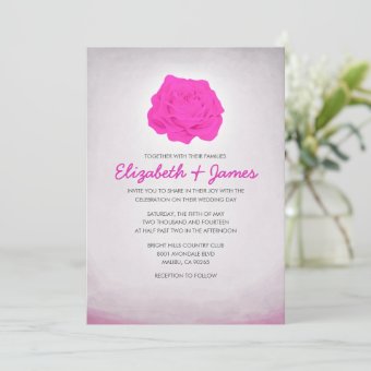 Trendy Floral Hot Pink Wedding Invitations | Zazzle