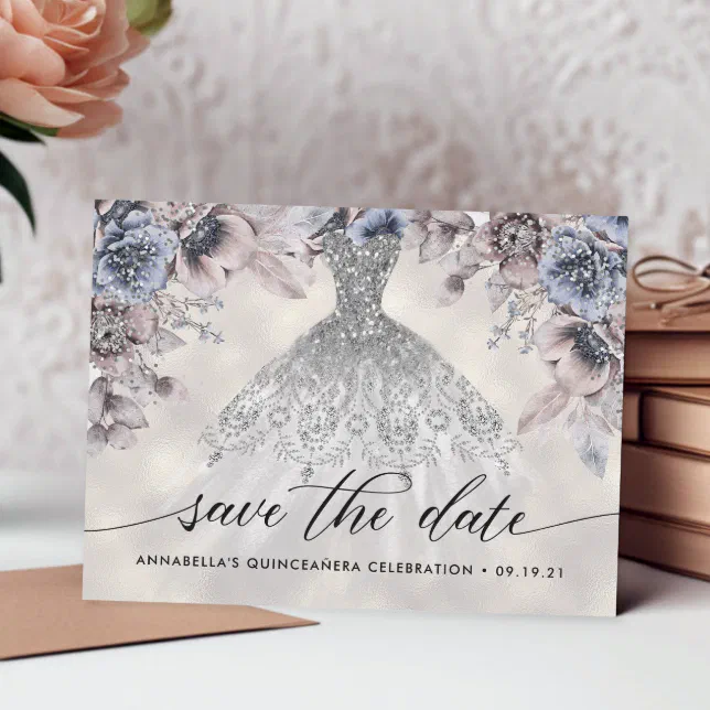Trendy Floral Photo Quinceañera Save The Date Postcard | Zazzle