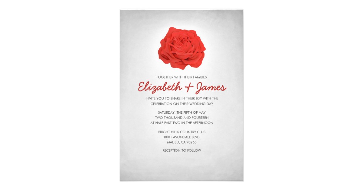 Trendy Floral Red and White Wedding Invitations